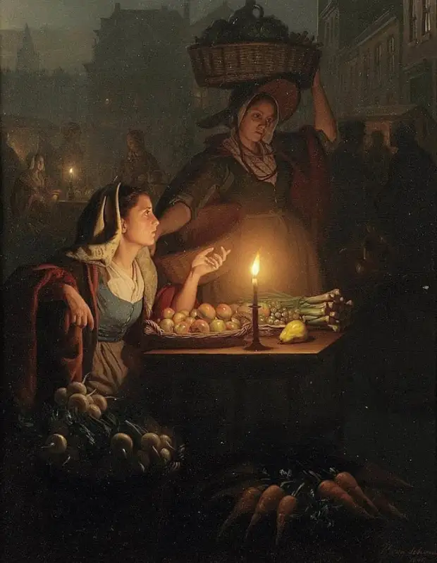 Umjetnik Petrus van Schendel (1806 - 1870). Dok svijeća gori