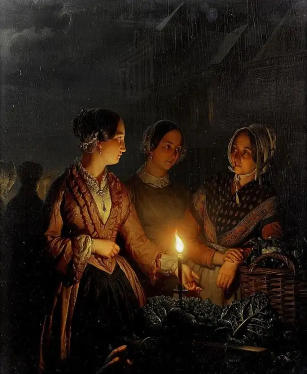 ศิลปิน Petrus van Schendel (1806 - 1870) ในขณะที่เทียนกำลังลุกไหม้