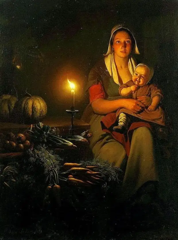 Umjetnik Petrus van Schendel (1806 - 1870). Dok svijeća gori