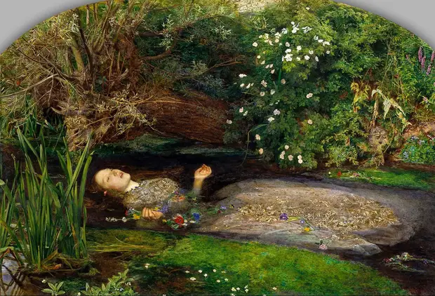 Die beeld van Ophelia in die skildery