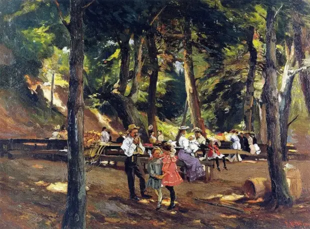 Artiste Mathias Joseph Alten (1871 - 1938). Impressionnisme doré