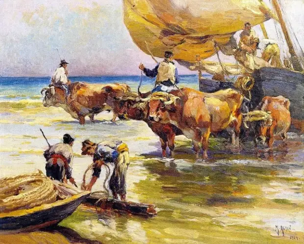 Artiste Mathias Joseph Alten (1871 - 1938). Impressionnisme doré