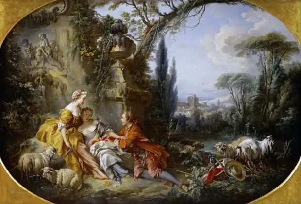 Ang kasiyahan ng buhay sa bukid. May-akda: Francois Boucher.