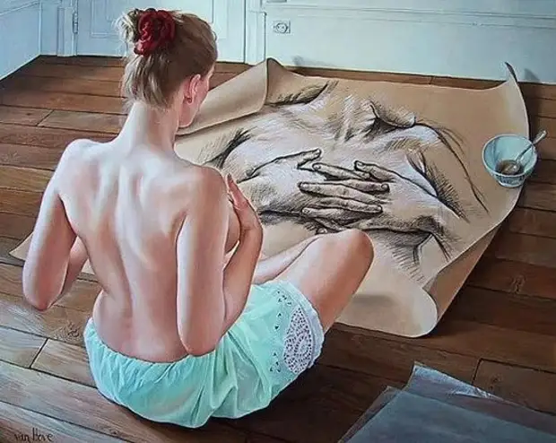 Umelec Francine Van Hove. A žena je Francúzka, vážna a milá