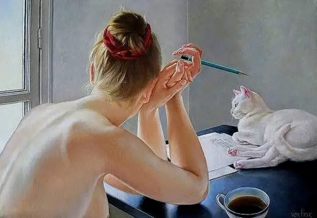 Sənətçi Francine Van Hove. Və qadın fransızdır, ciddi və şirindir