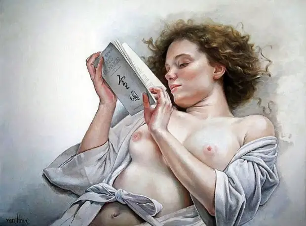 Umělec Francine Van Hove. A ta žena je Francouzka, vážná a milá