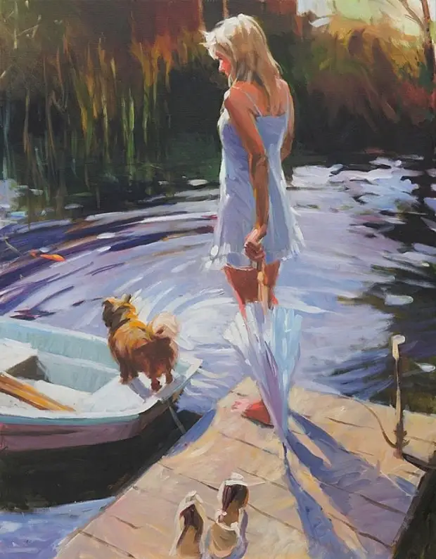 David Farrant artista. Argiaren eta lainoaren jolasa