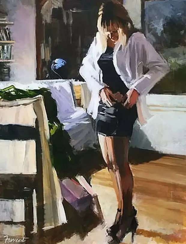 Artiste David Farrant. Le jeu de la lumière et du brouillard