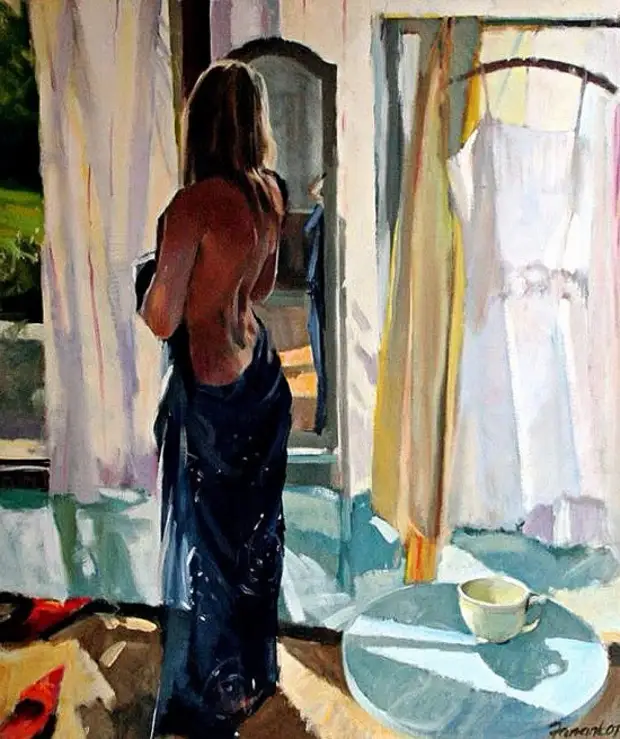 David Farrant artista. Argiaren eta lainoaren jolasa