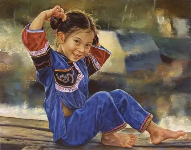 Children's spontaneity in the paintings of the Chinese artist Wai Ming