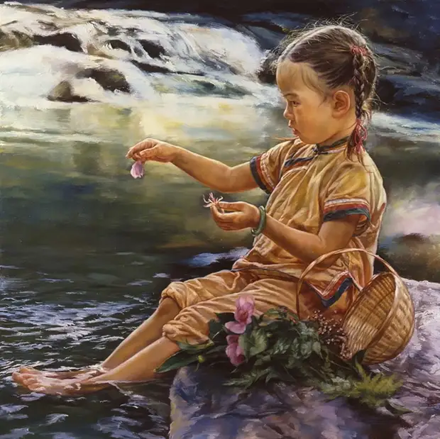 Children's spontaneity in the paintings of the Chinese artist Wai Ming