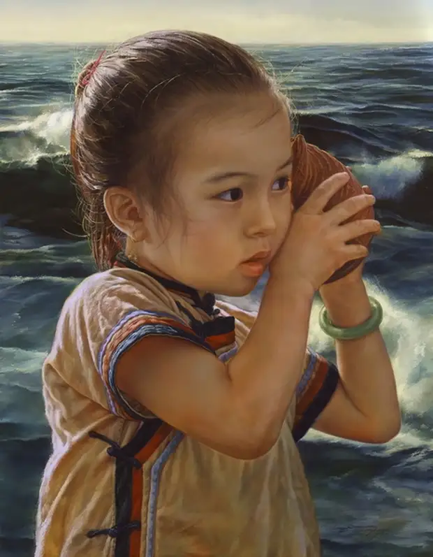 Kusang-bata ng mga bata sa mga kuwadro na gawa ng Chinese artist na Wai Ming