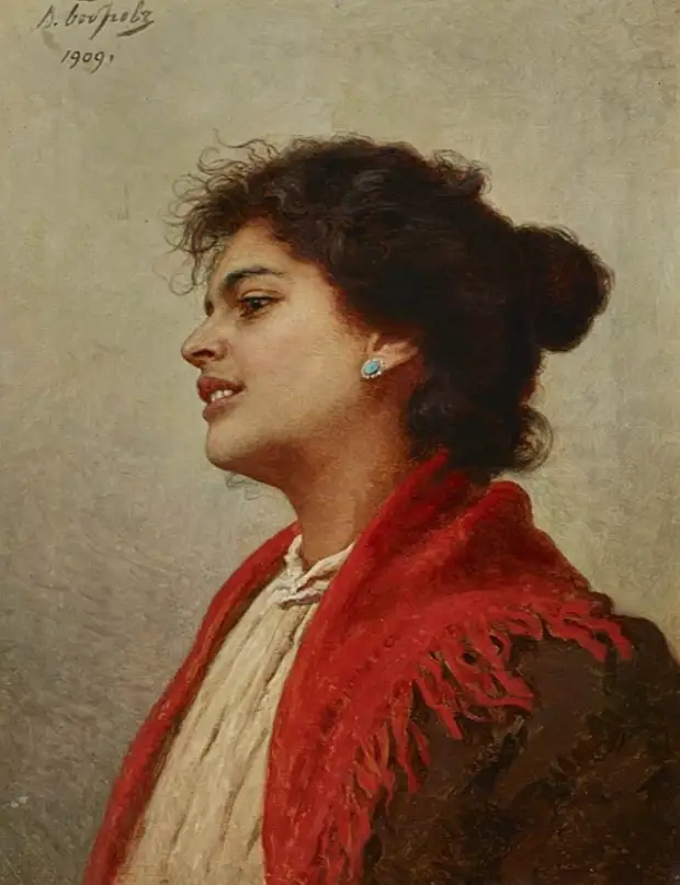 Artista Victor Bobrov (1842-1918). Cabeças femininas encantadoras