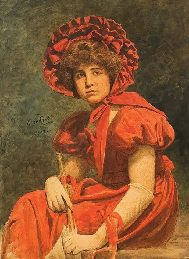 Artista Victor Bobrov (1842-1918). Cabeças femininas encantadoras