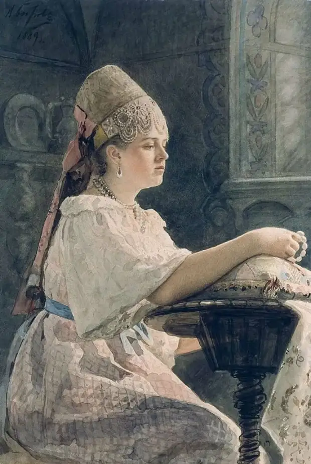 Artista Victor Bobrov (1842 - 1918). Encantadoras cabezas femininas