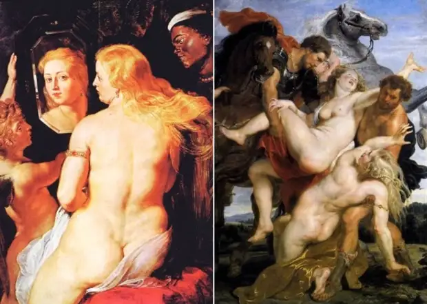 Peter Paul Rubens. Venstre - Venus foran et spejl, 1612. Højre - bortførelse af døtrene til Leucippus, ca. 1618 | Foto: rybens.ru