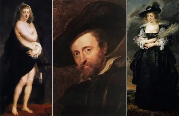 Rubens. Kiri - Mantel bulu, 1636-1638. Di tengah - Potret diri dengan topi. Kanan - Potret Elena Fourman | Foto: gallerix.ru