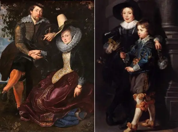 Rubens. A sinistra - Autoritratto con la moglie Isabella Brandt, 1609. A destra - Figli dell'artista Albert e Nicholas, 1626-1627 | Foto: rybens.ru