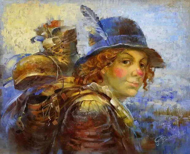 Artist Rimma Vyugova. Under the blue sky, there is a city of gold