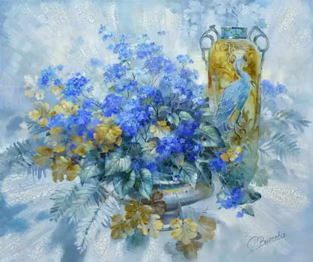 Artist Rimma Vyugova. Under the blue sky, there is a city of gold