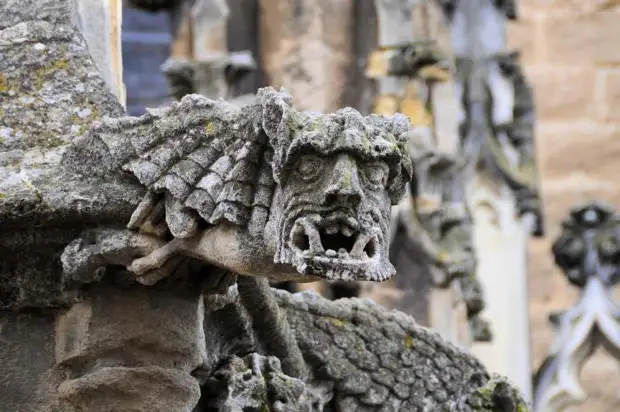 The famous gargoyles and chimeras that adorn or intimidate the exterior of Notre Dame Cathedral.