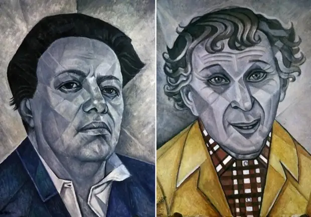 Marevna. Left - Portrait of Diego Rivera, 1960. Right - Portrait of Marc Chagall, 1956