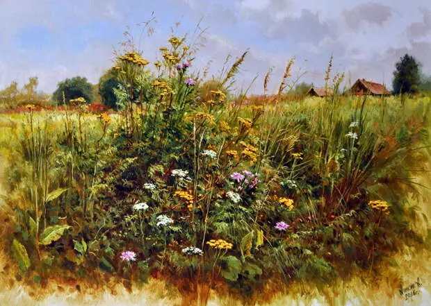 Meadow grasses ... Artist na si Alexey Anikin.