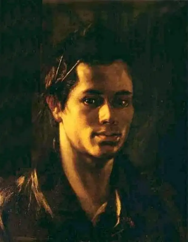 Orest Kiprenski. Avtoportret s čopiči za ušesom, 1809