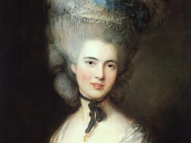 Thomas Gainsborough. Portread o Arglwyddes mewn Glas, diwedd y 1770au Darn