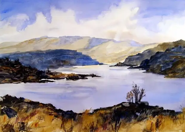 Watercolors ku ji bo xwe dipeyivin. Bonnie spî