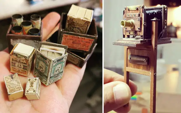 El artista ha recreado un estudio fotográfico del siglo XX en formato miniatura