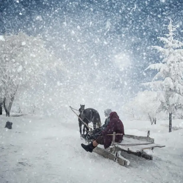 Sled. Ealaíontóir grianghraf Caras Ionut.