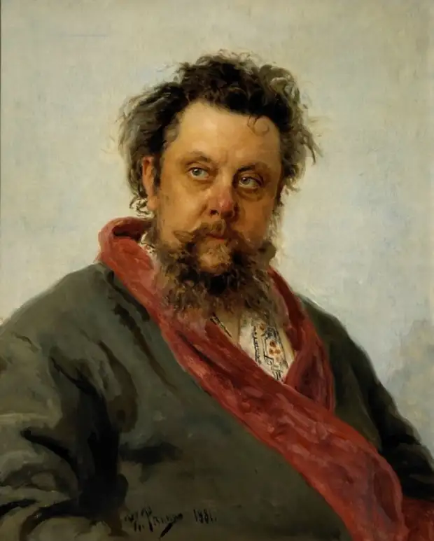 I. Repin. Retrato do compositor M.P. Mussorgsky, 1881