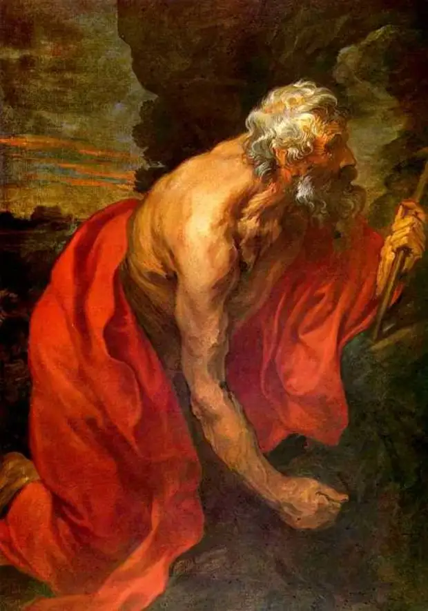 Saint Jerome, ncig 1631. Los ntawm Antoon van Dyck.