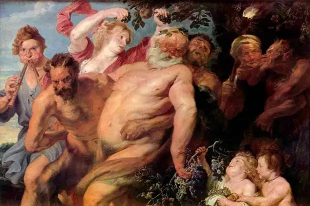 Silenus Triumph. Los ntawm Antoon van Dyck.