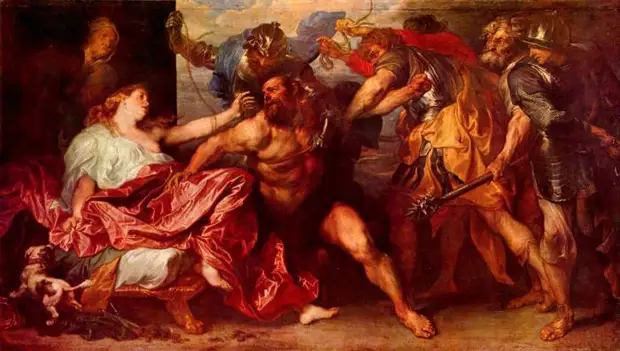 Samson a Delilah. Autor: Antoon van Dyck.