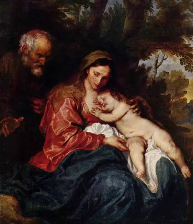 Riposa durante la fuga in Egitto, 1625. Di Anton van Dyck.