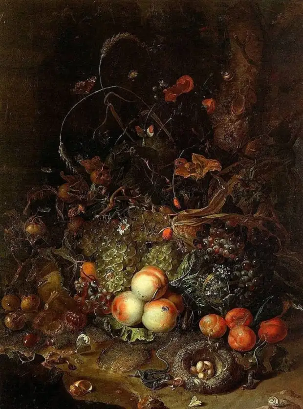 Mawaƙi Rachel Ruysch (1664 - 1750). Baroque har yanzu yana rayuwa