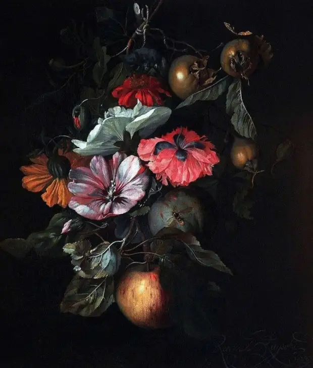 Mawaƙi Rachel Ruysch (1664 - 1750). Baroque har yanzu yana rayuwa