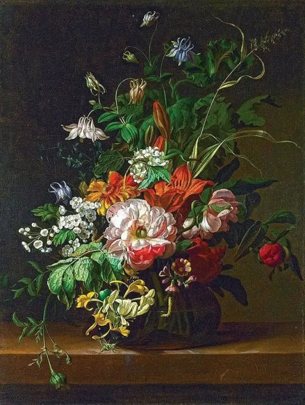 Mawaƙi Rachel Ruysch (1664 - 1750). Baroque har yanzu yana rayuwa