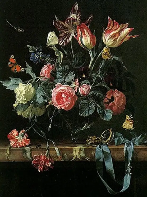 Mawaƙi Rachel Ruysch (1664 - 1750). Baroque har yanzu yana rayuwa