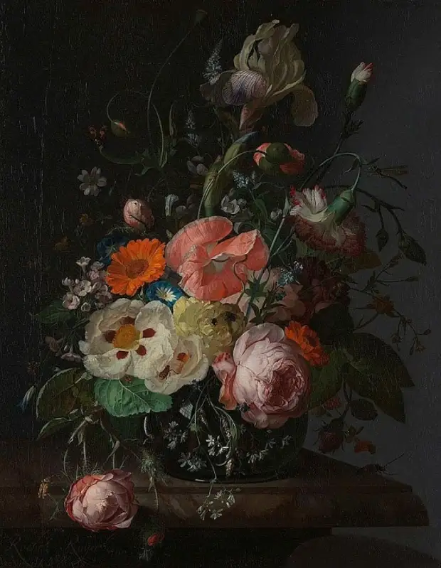 Mawaƙi Rachel Ruysch (1664 - 1750). Baroque har yanzu yana rayuwa