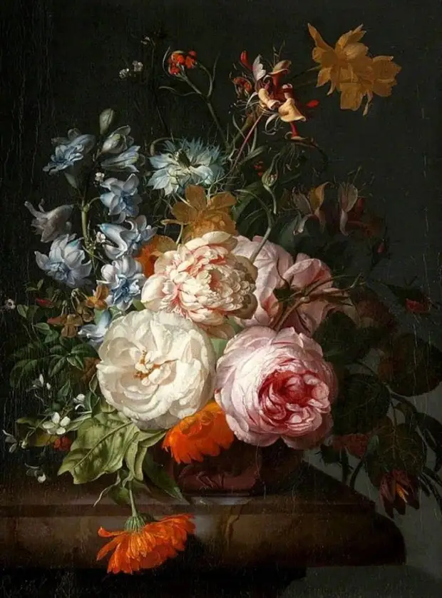 Umelec Rachel Ruysch (1664 - 1750). Barokové zátišia