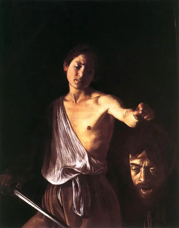 Dávid s hlavou Goliáša. Caravaggio