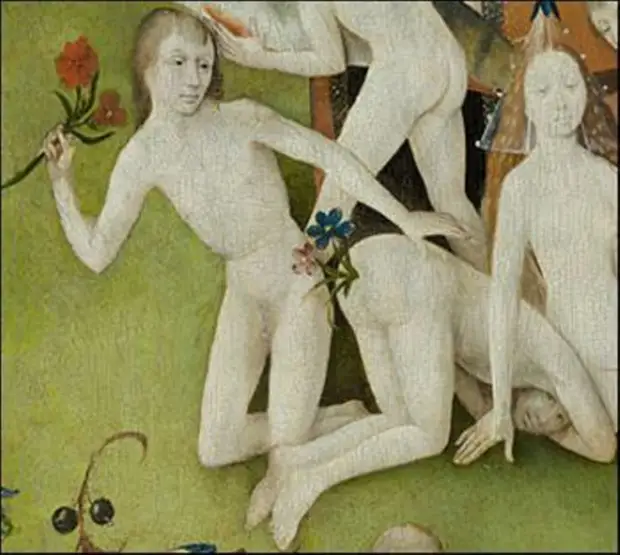 Brot af málverkinu * Garden of Earthly Delights *. Bosch.