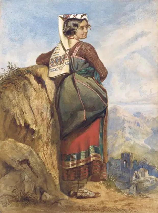 Akuarel-Zhanër-Portret ... Ludwig Johann Passini (austriak, 1832-1903)