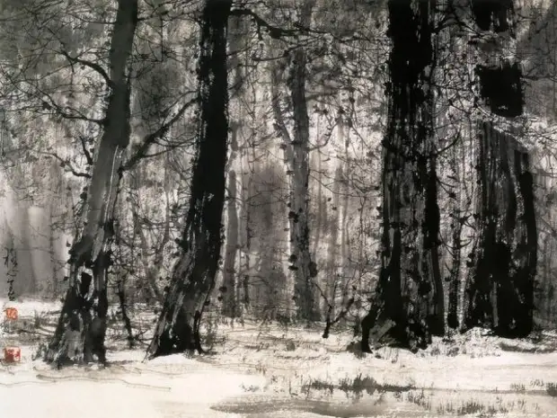 Aquarelllandschaften vum chinesesche Kënschtler Liu Maoshan