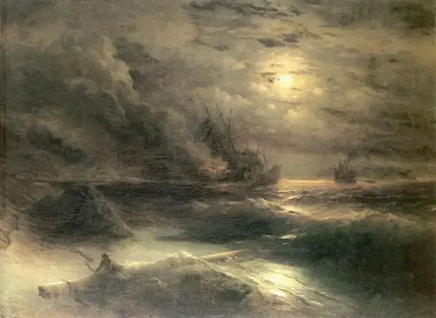 Ribut di Cape Aya. I.K. Aivazovsky, 1875.