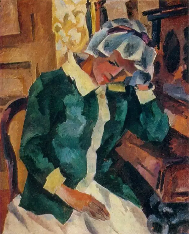 Dona al piano (E.S. Potekhina). (1917). Autor: Robert Rafailovich Falk.