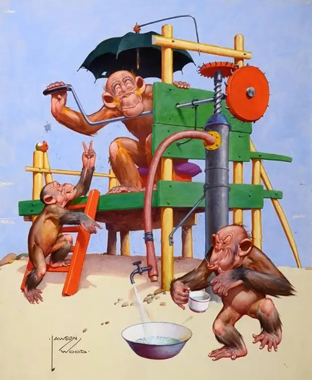 FUNNY MONKEYS! ARTIST - ILLUSTRATOR LAWSON WOOD